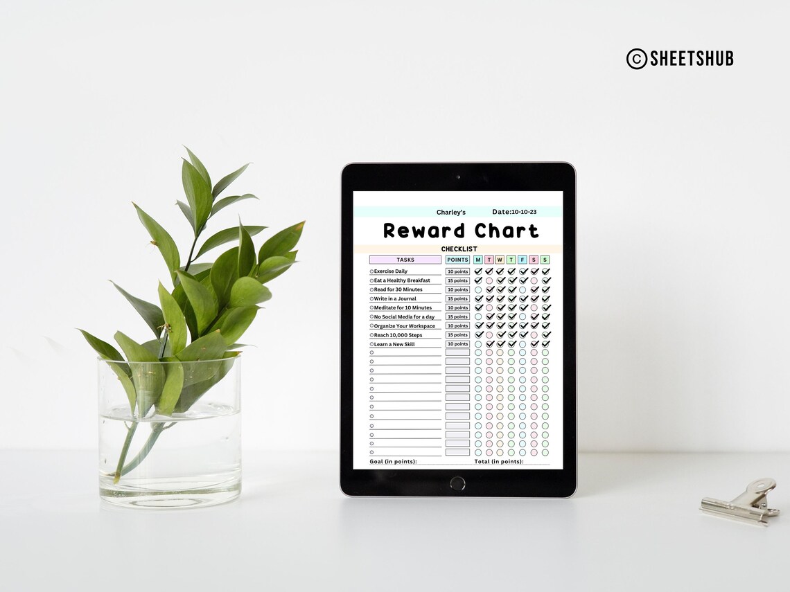 Printable Reward Chart Checklist | Reward Chart Printable | Colorful ...