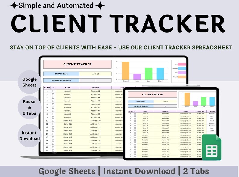 Client Tracker Google Sheet Business Client Template - Etsy