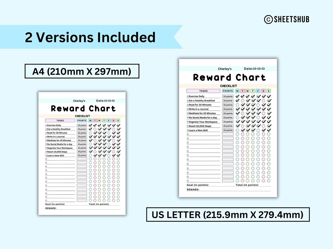 Printable Reward Chart Checklist | Reward Chart Printable | Colorful ...