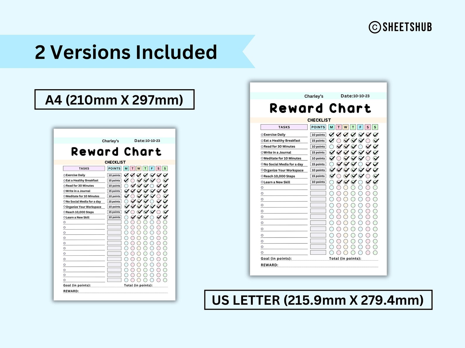 Printable Reward Chart Checklist | Reward Chart Printable | Colorful ...