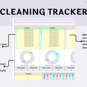 Cleaning Google Sheet, Cleaning Tracker Template, Weekly Cleaning ...