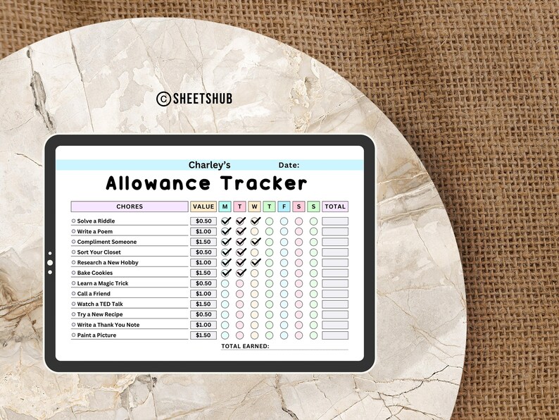 Printable Allowance Tracker Kids | Printable Allowance Chore Chart ...