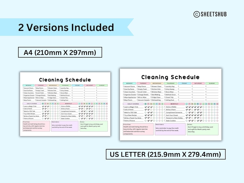 Printable Cleaning Planner | Cleaning Checklist | Cleaning Schedule ...