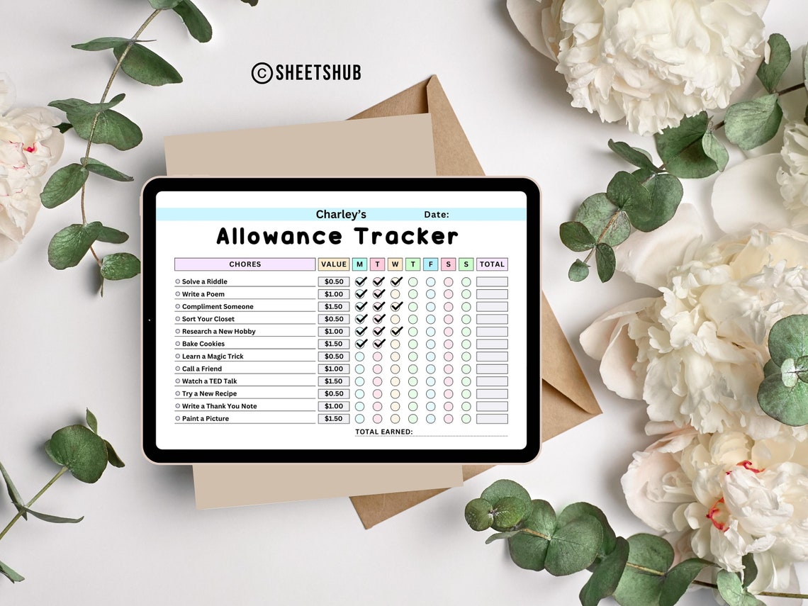 Printable Allowance Tracker Kids | Printable Allowance Chore Chart ...