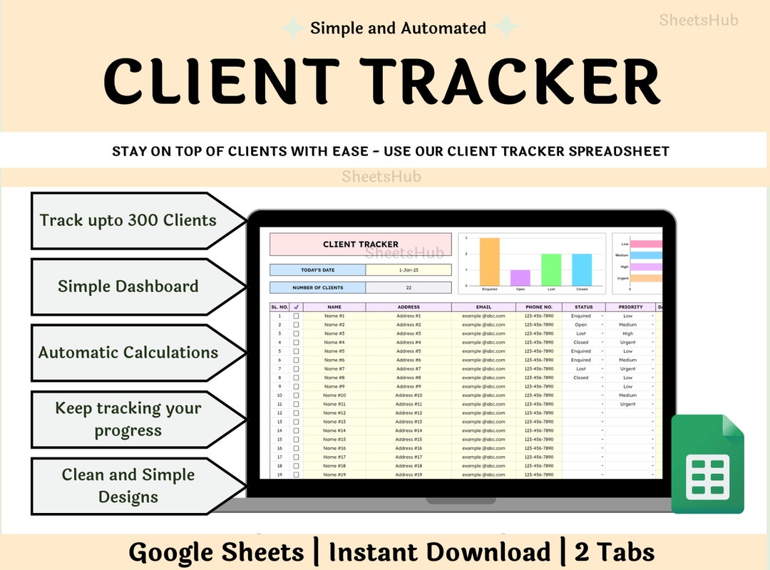 Excel Client Tracker, Small Business Template, CRM Dashboard, Google Business Tracker, Business ...