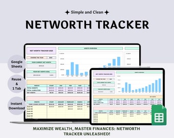 Net Worth Tracker Spreadsheet for Google Sheets, Net Worth Calculator ...