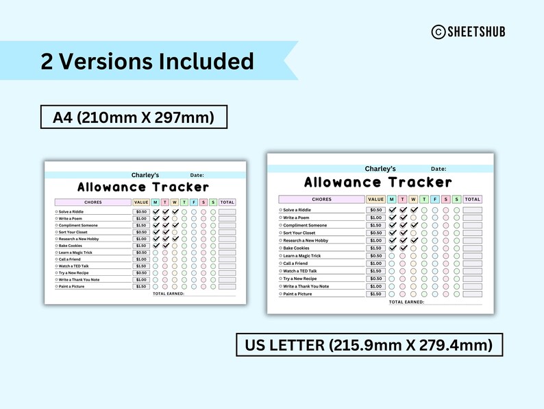Printable Allowance Tracker Kids | Printable Allowance Chore Chart ...