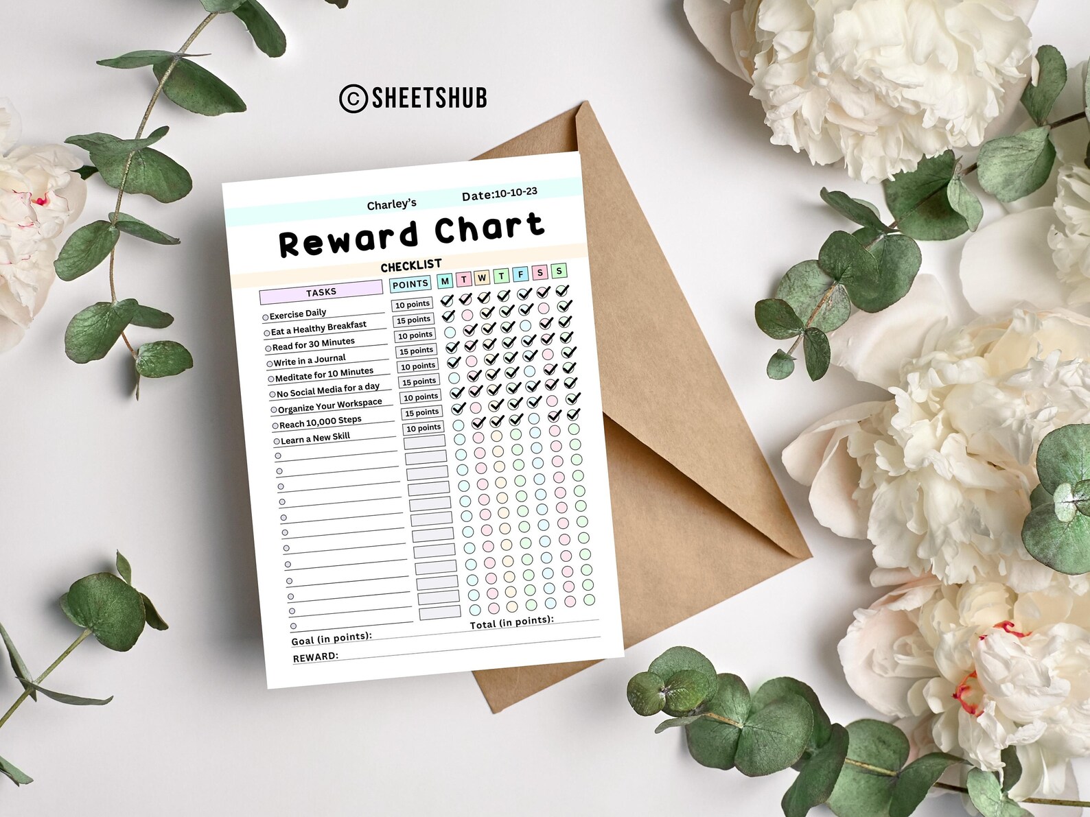 Printable Reward Chart Checklist | Reward Chart Printable | Colorful ...