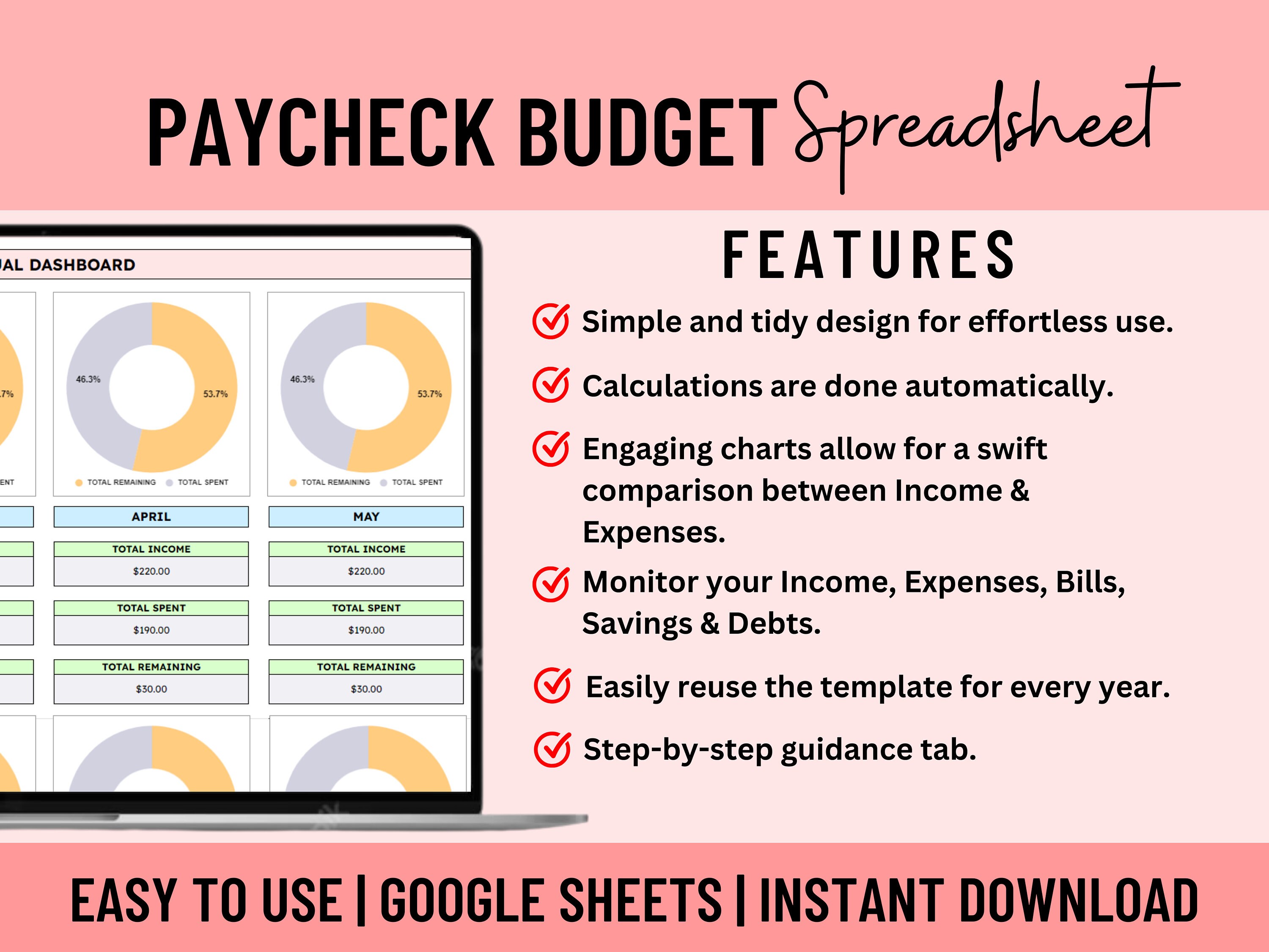 Paycheck Budget Google Sheet, Budget by Paycheck, Ultimate Paycheck ...