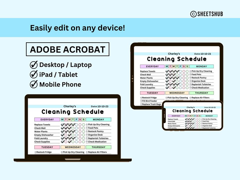 Printable Cleaning Schedule | Cleaning Checklist | Cleaning Schedule ...