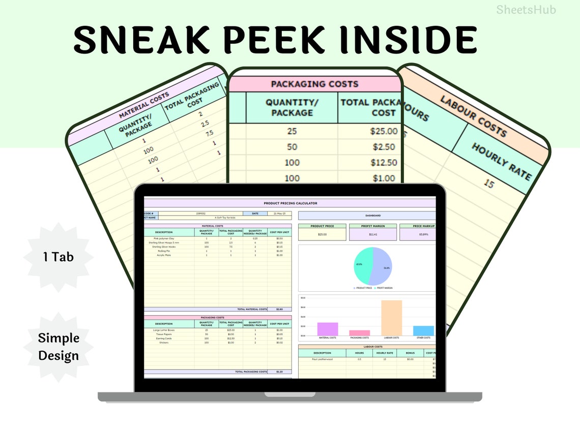 Product Pricing Calculator, Pricing Template, Business Spreadsheet, BEP ...