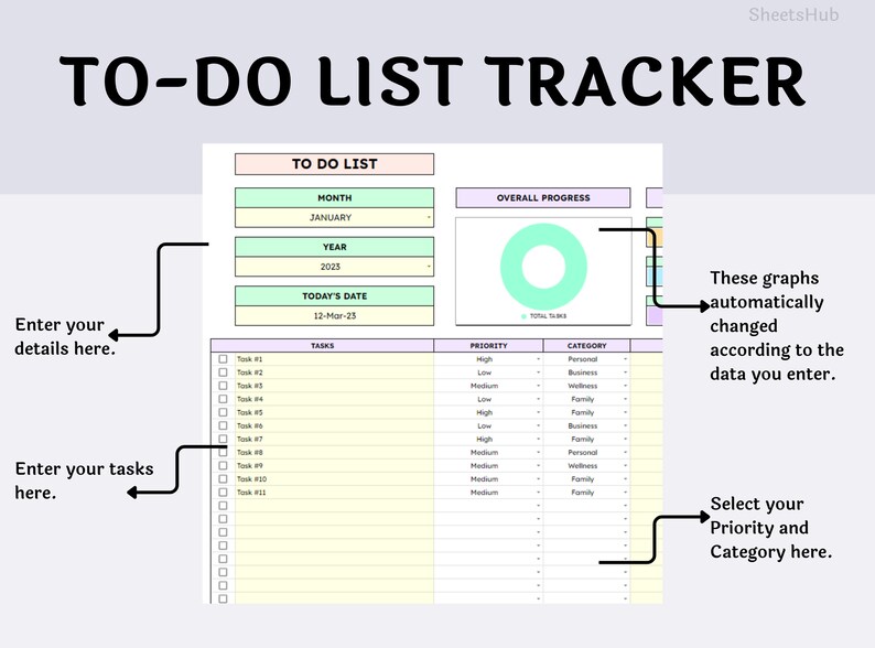 To Do List Tracker Google Sheet Daily Planner Task Tracker - Etsy