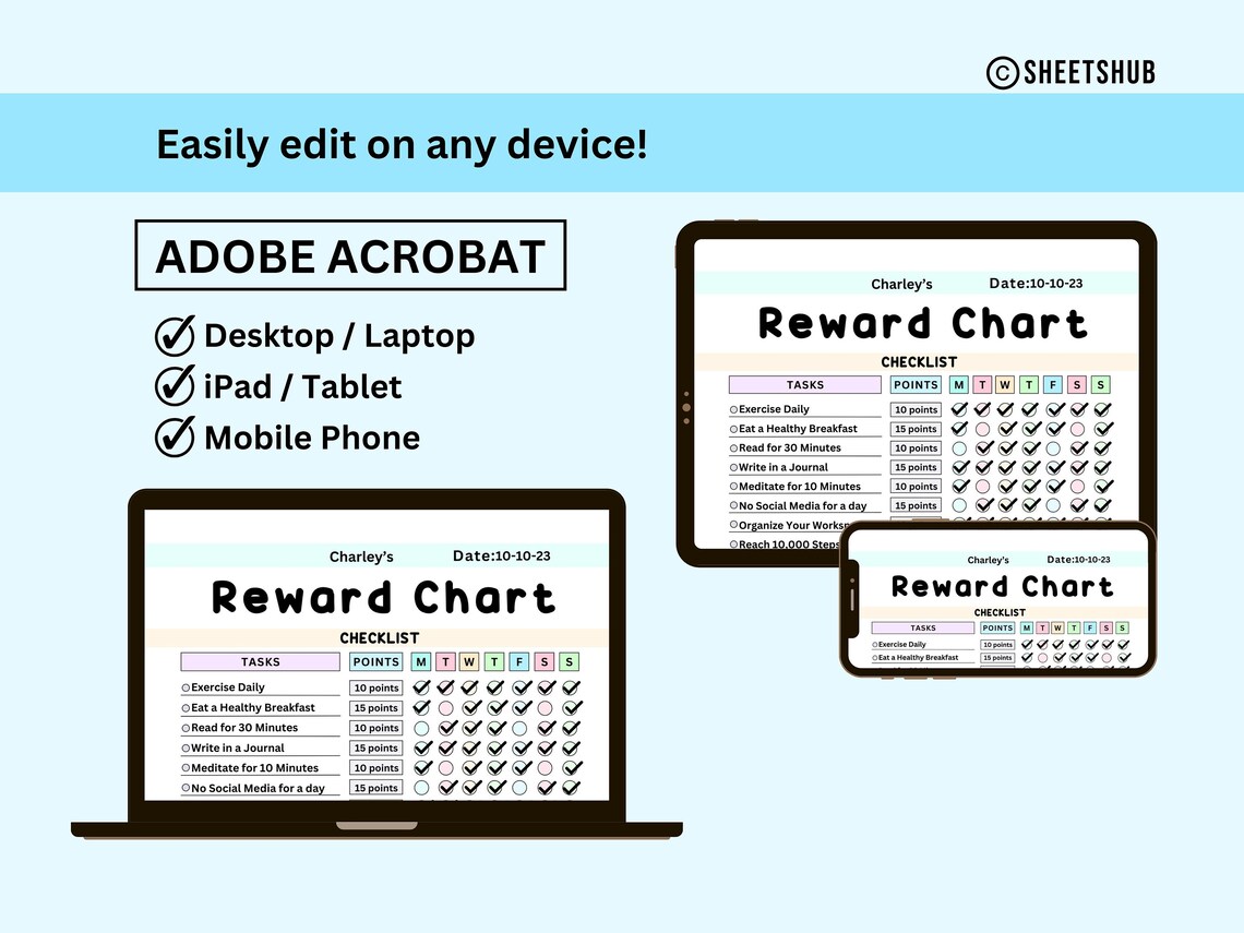 Printable Reward Chart Checklist | Reward Chart Printable | Colorful ...