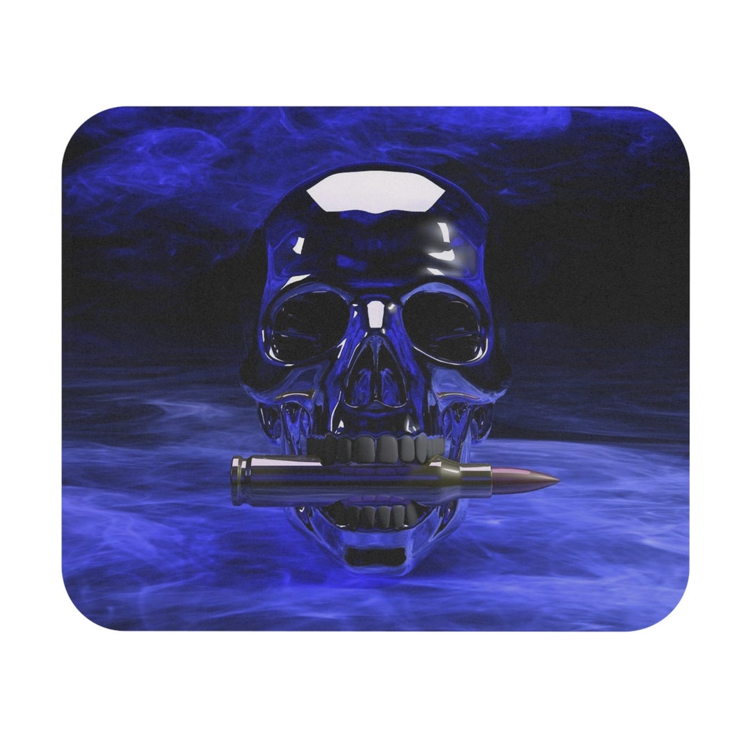 Metallic Skull Biting the Bullet Mouse Pad for Gaming Office - Etsy