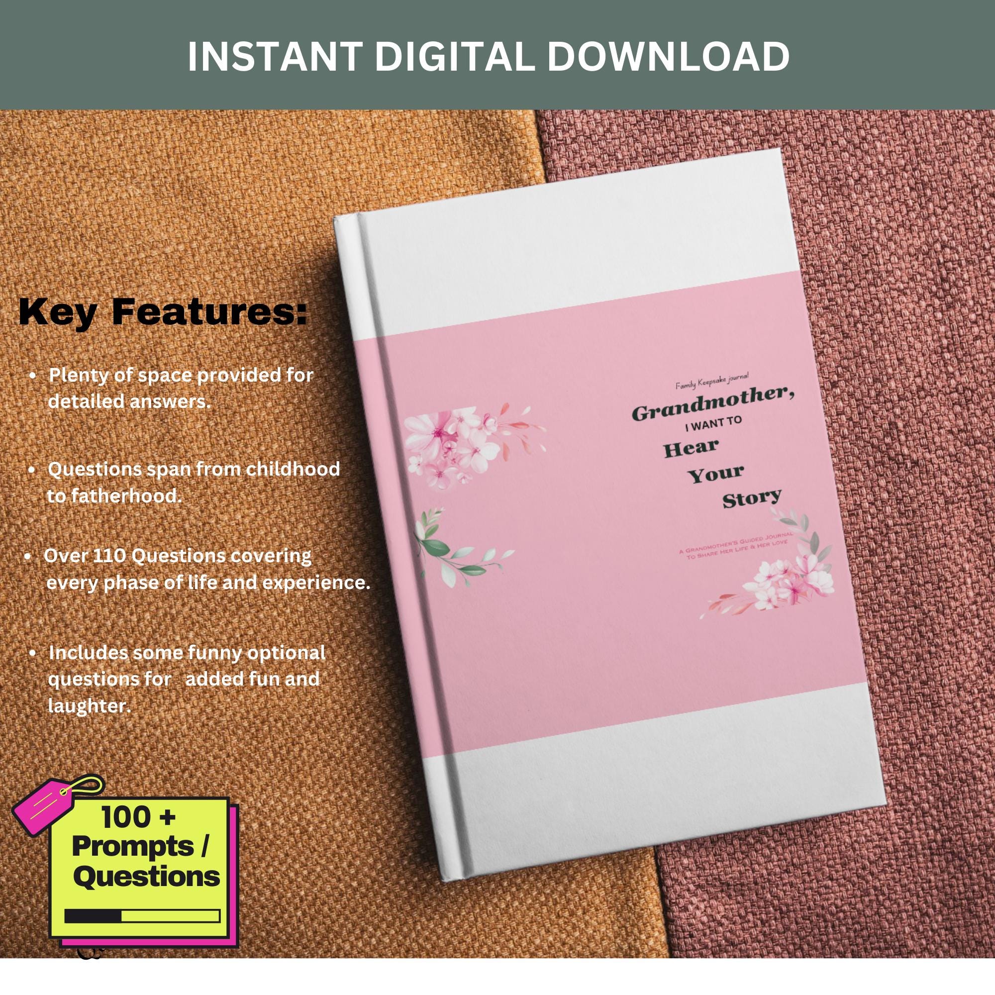 Grandmother, Printable Keepsake Book to Record Her Life | Grandma ...