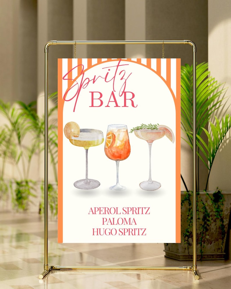 Editable Aperol Spritz Bridal Shower Bar Sign – Cocktail Menu Sign ...