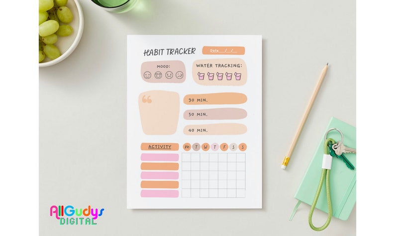 Printable Productive Planner and Habit Tracker, Water Tracker, Goal ...