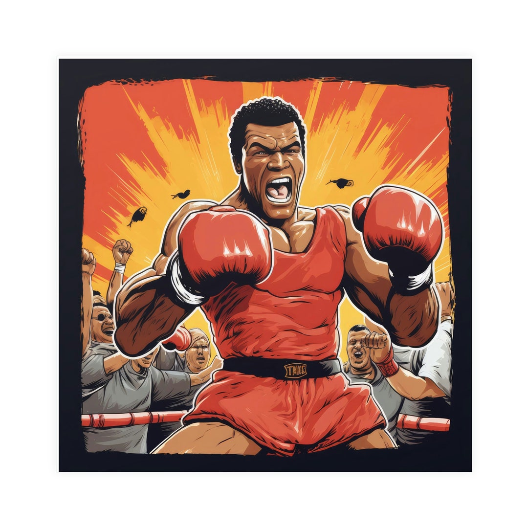 Dynamic Muhammad Ali Cartoon Print: Boxing Match Tribute - Etsy