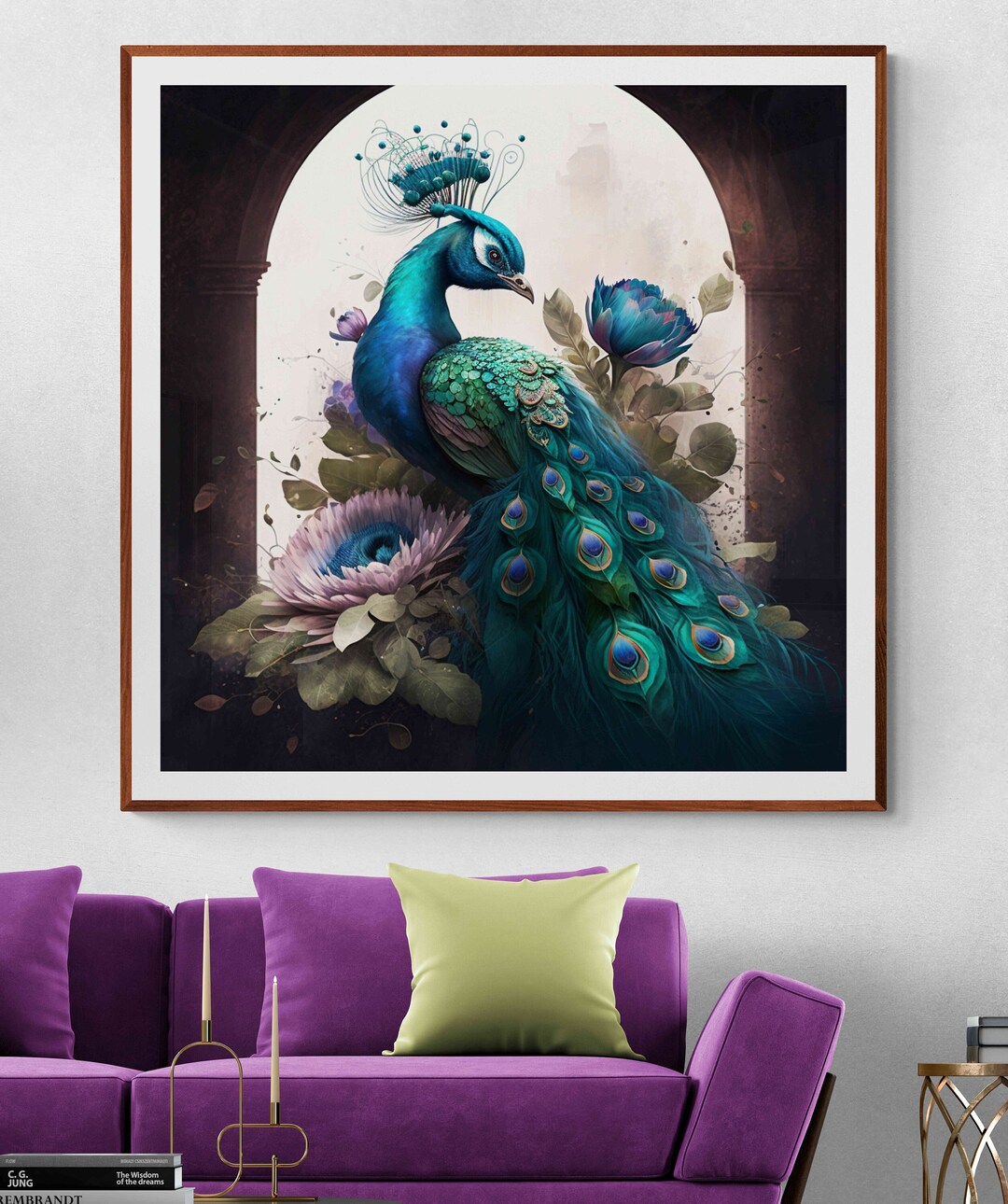 Nature-inspired Peacock Wall Decor, Modern Peacock Digital Print ...