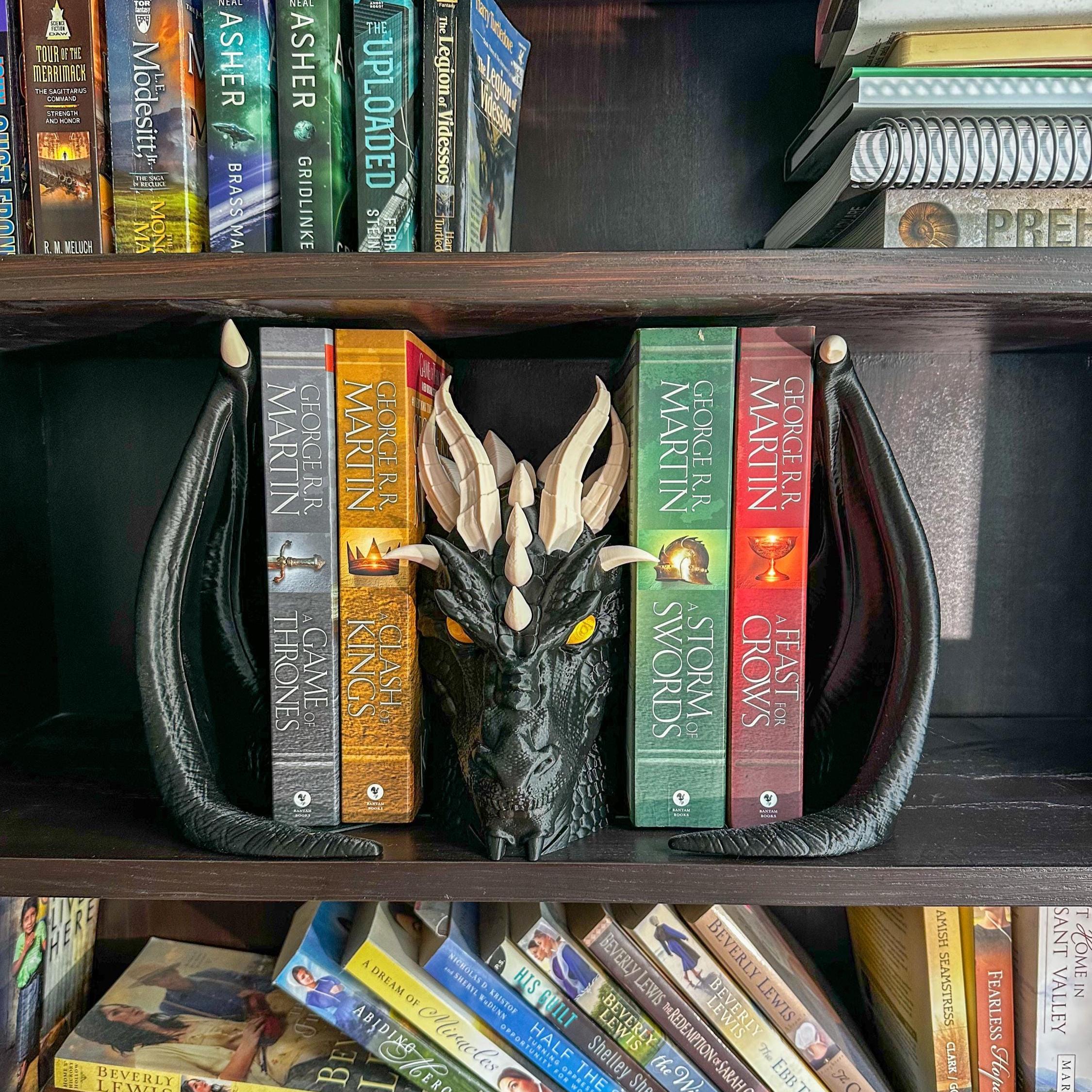 Dragon Bookends | Bookshelf Decor | Dragon Figurine | 3d Printed ...