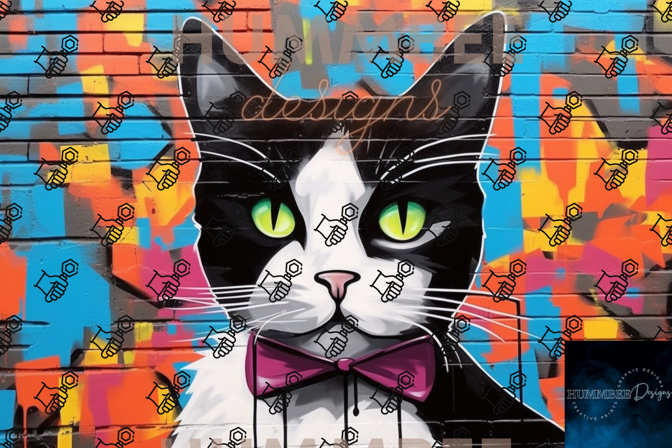 Tuxedo Cat Print, Graffiti Art, Digital Download, Digital Prints, 300 ...