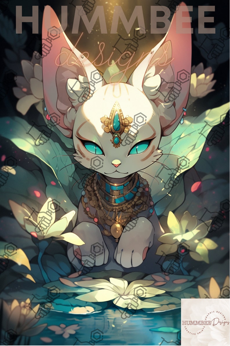 Sphynx Cat Art Print, Anime Art Styles, Digital Download, Digital Art ...