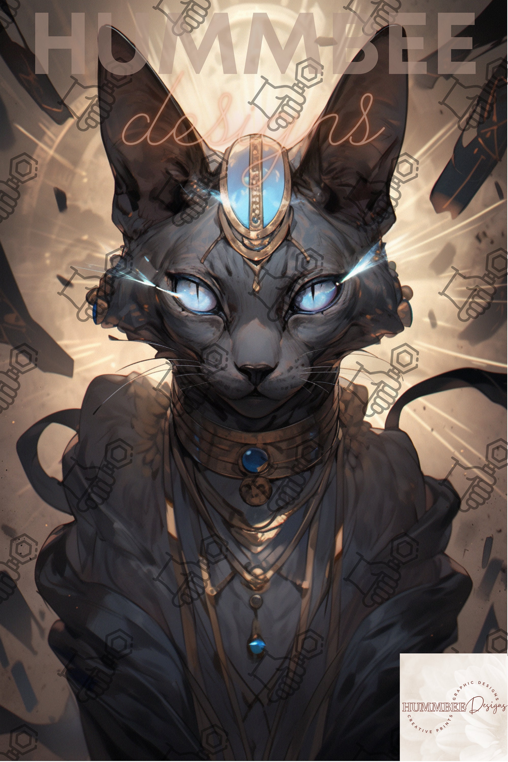 Sphynx Cat Art Print, Anime Art Styles, Digital Download, Digital Art ...