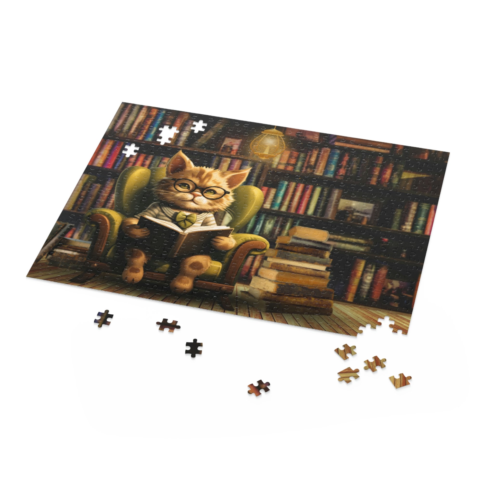 Library Cat Jigsaw Puzzle, 500 Pieces, Handsome Tabby Cat, Cat Puzzle ...