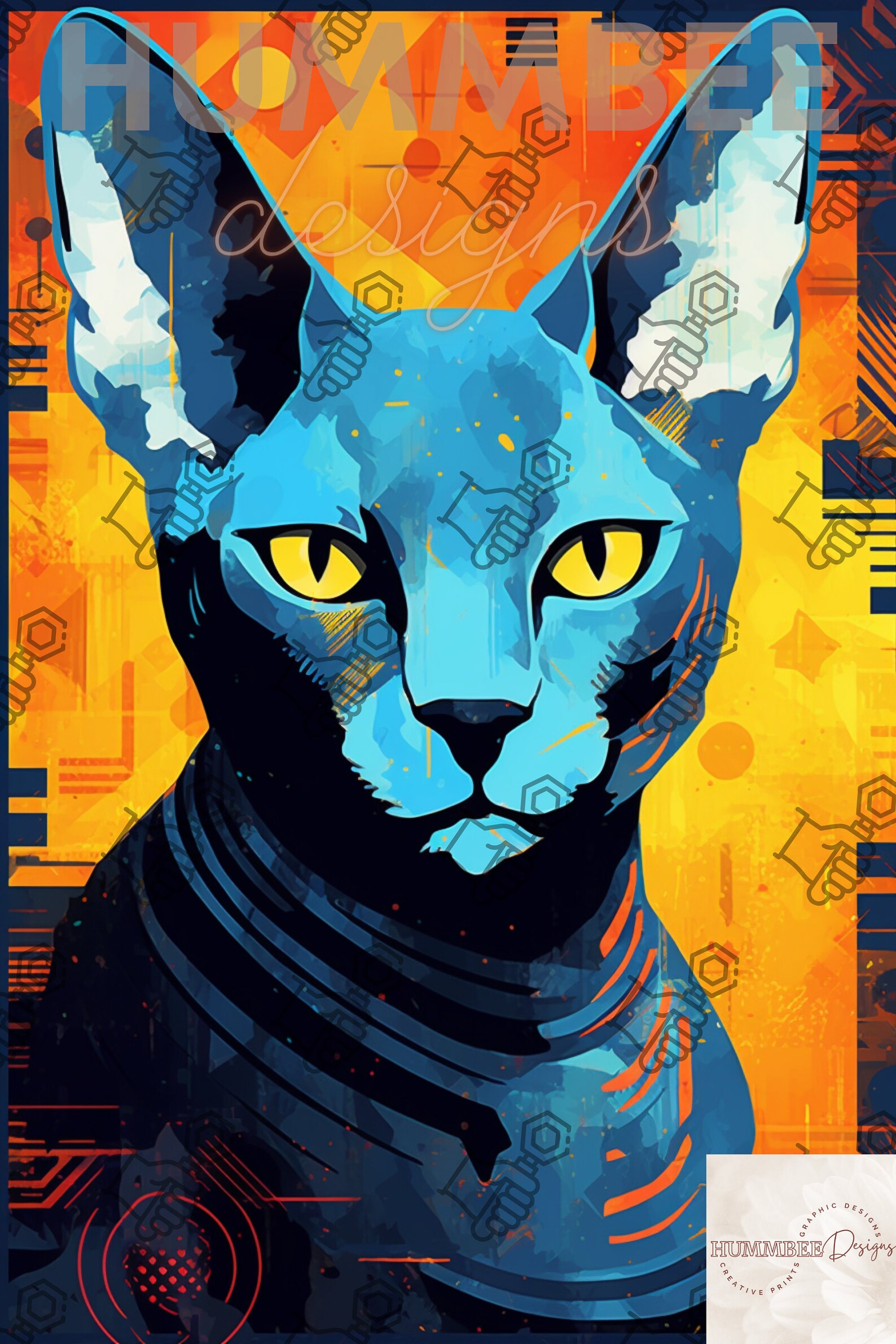 Sphynx Cat Art Print, Custom Art Styles, Digital Download, Digital Art ...