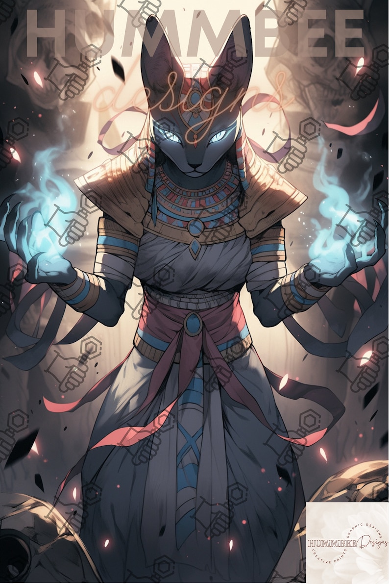 Sphynx Cat Art Print, Anime Art Styles, Digital Download, Digital Art ...