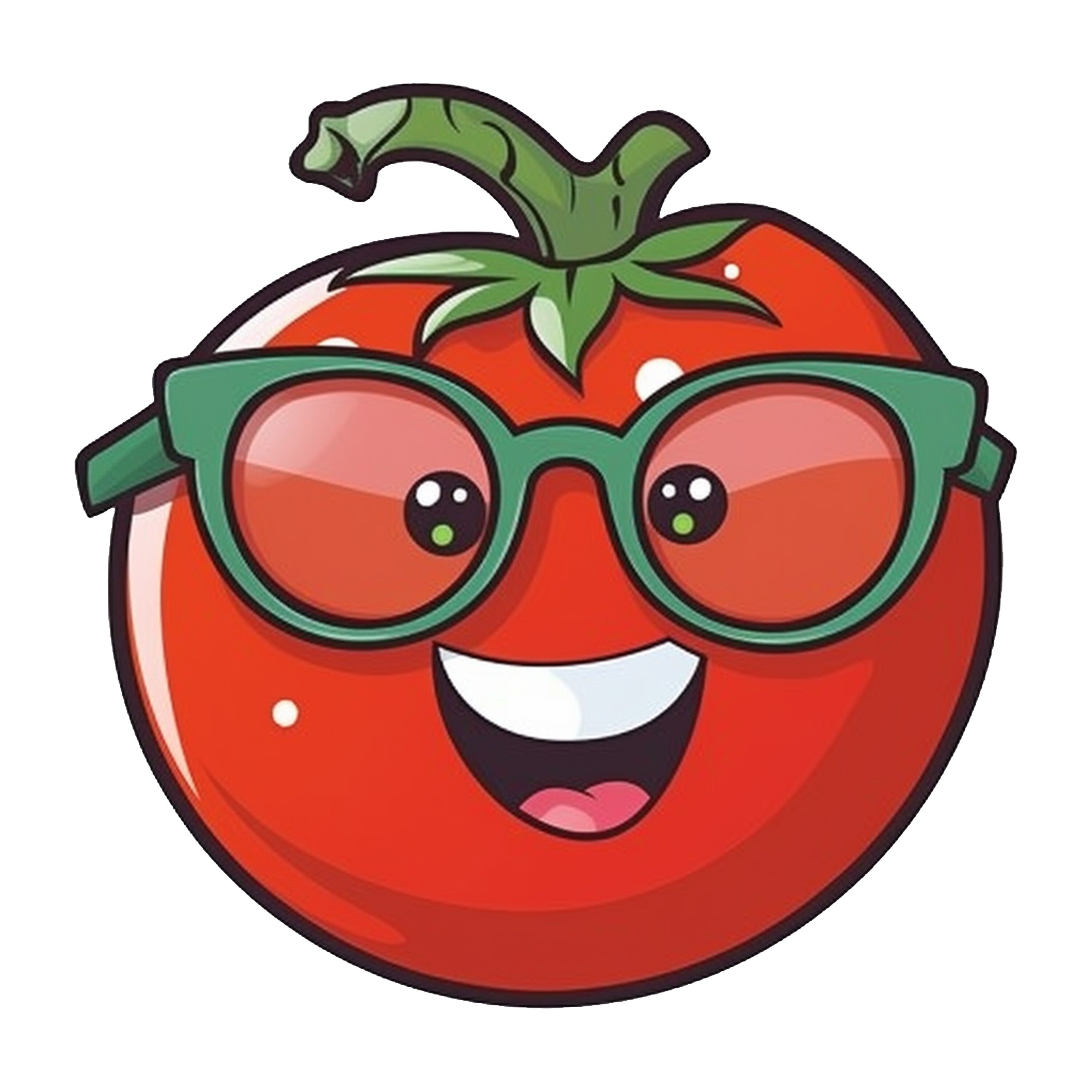 Tomato Sticker Cute Food Sticker Cartoon Veggie Veggie Glasses vinyl ...