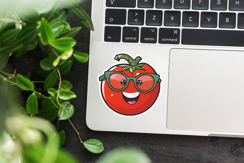 Tomato Sticker Cute Food Sticker Cartoon Veggie Veggie Glasses vinyl ...