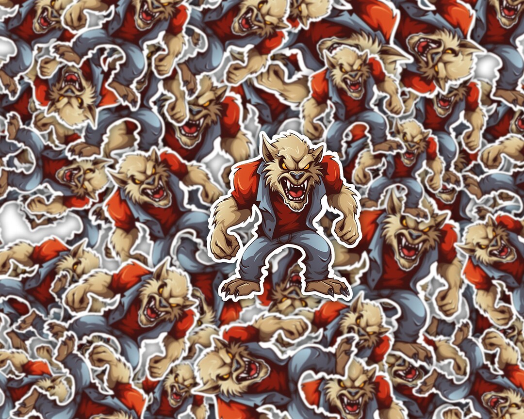 Werewolf Sticker Halloween Sticker Cartoon Sticker Kids - Etsy
