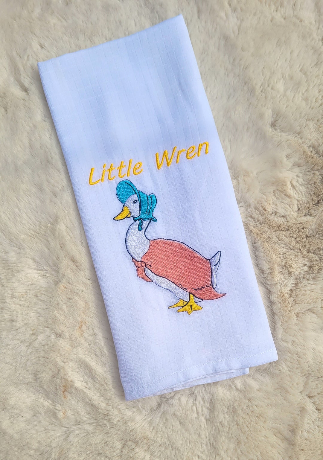 Peter Rabbit Jemima Puddle Duck Embroidered Personalised Muslin Burbing ...