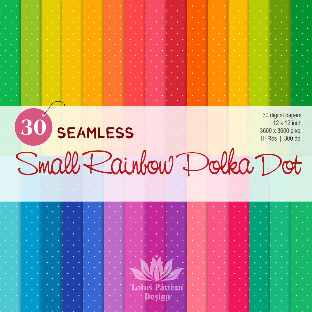 Small Colorful Polka Dots, Rainbow Colors Digital Paper, Dotted ...