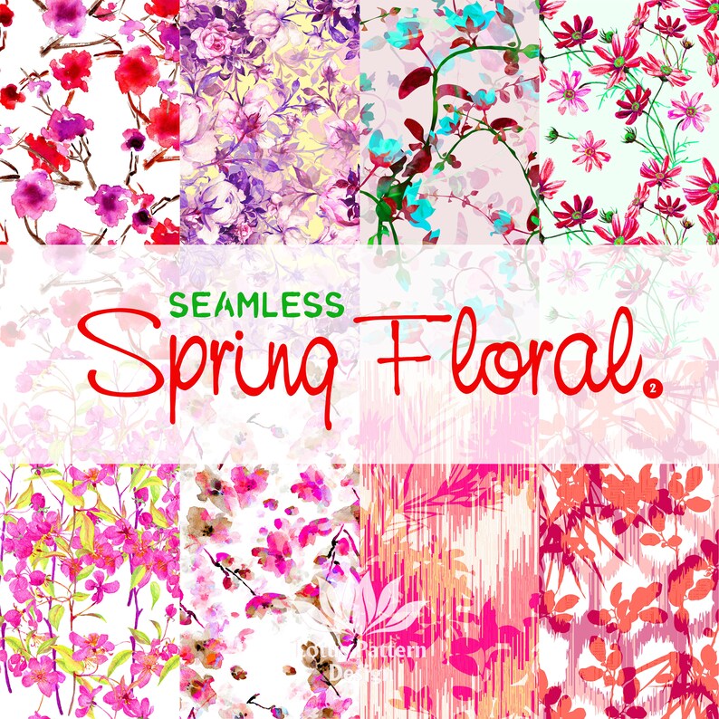 Flowers Digital Paper, Floral Confetti, Seamless Pattern, Spring ...