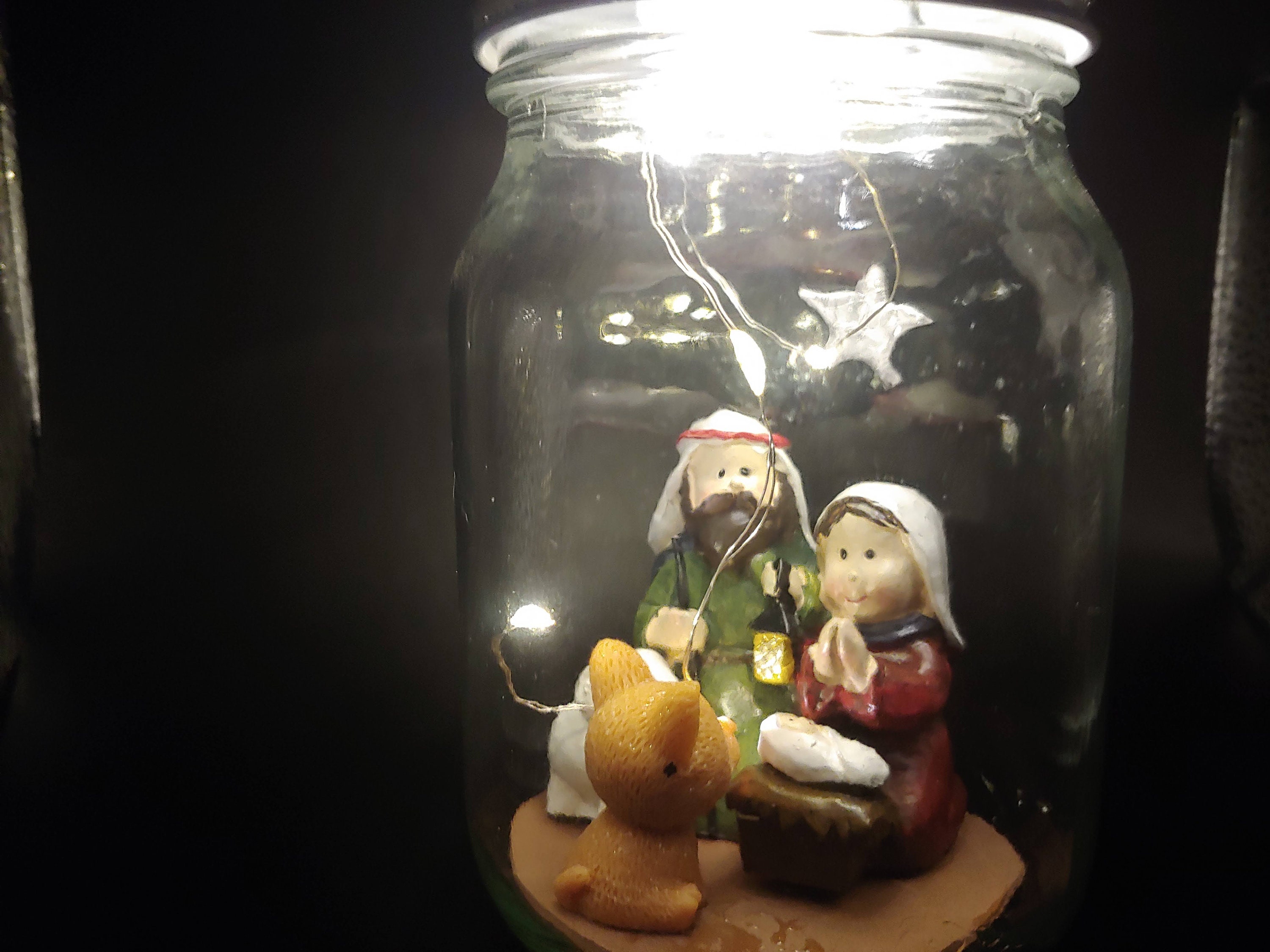 Christmas Nativity Night Light Jar 16 Oz - Etsy