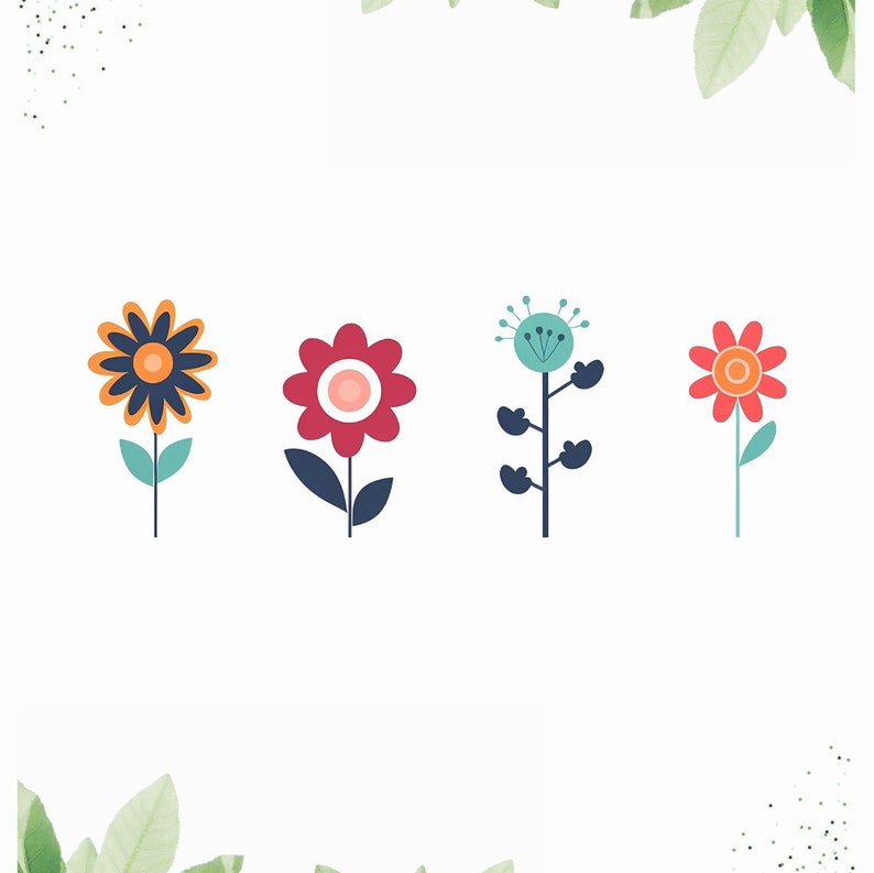 12 Minimalistic Flowers Clipart Set | Digital Download | PNG - Etsy