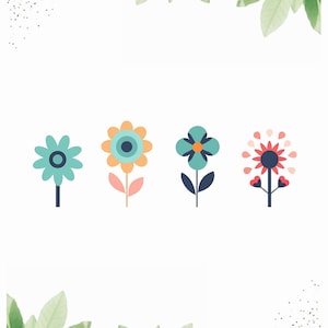 12 Minimalistic Flowers Clipart Set | Digital Download | PNG - Etsy