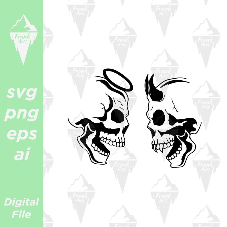Angel Devil Skull Design Digital Download SVG PNG EPS - Etsy