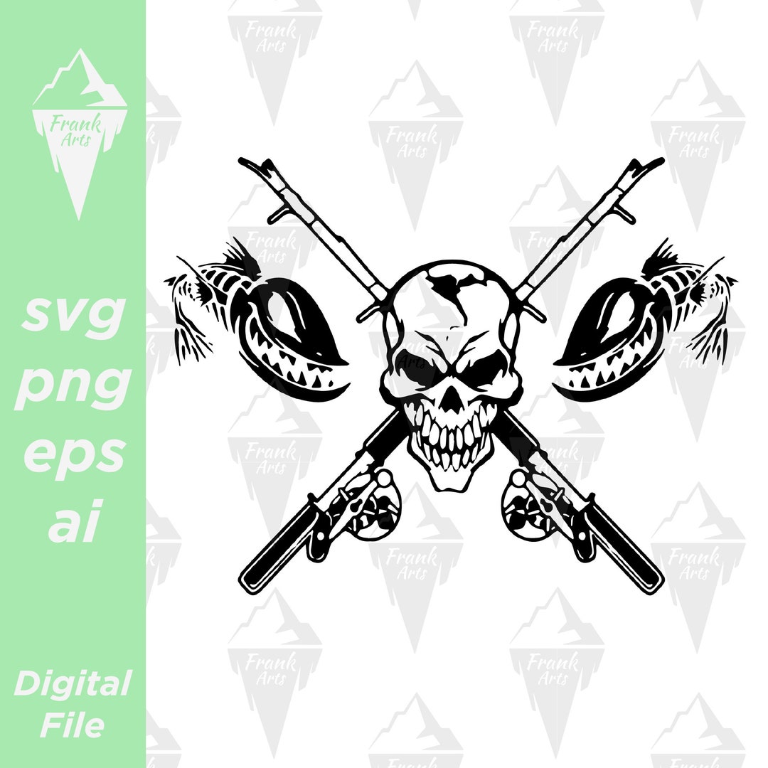 Skull Fishing Design Digital Download SVG PNG EPS | Cutfile, Clipart ...