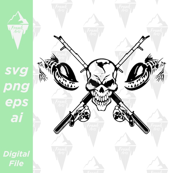 Fishing Skull Vector - Etsy