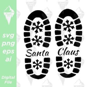 Santa Claus Footprints Boots Footprint Christmas Design Download SVG ...
