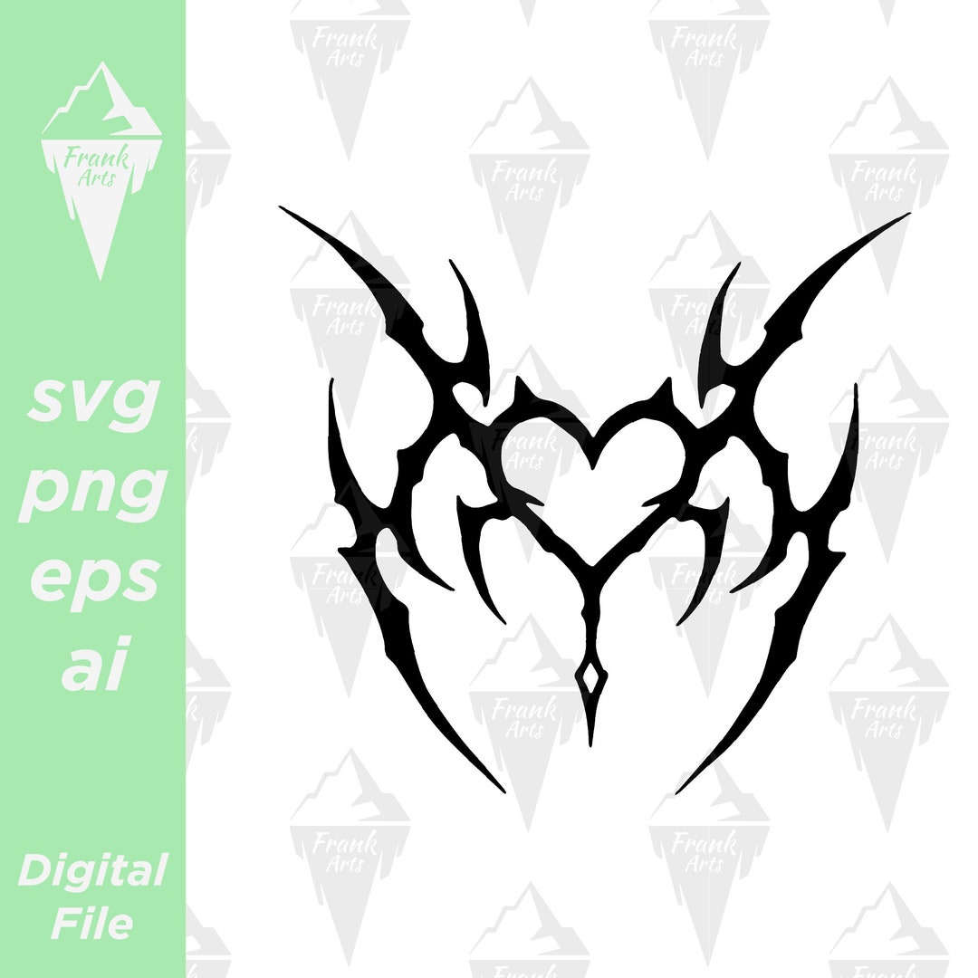 Gothic Tribal Heart Design Digital Download SVG PNG EPS | Cut File ...