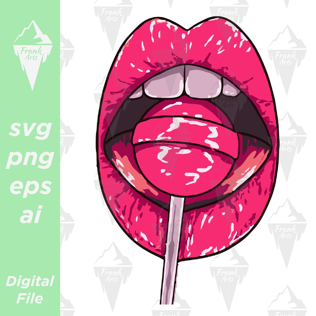 Lips Lolipop Digital Download SVG PNG EPS | Cut File, Clip Art, Vector ...