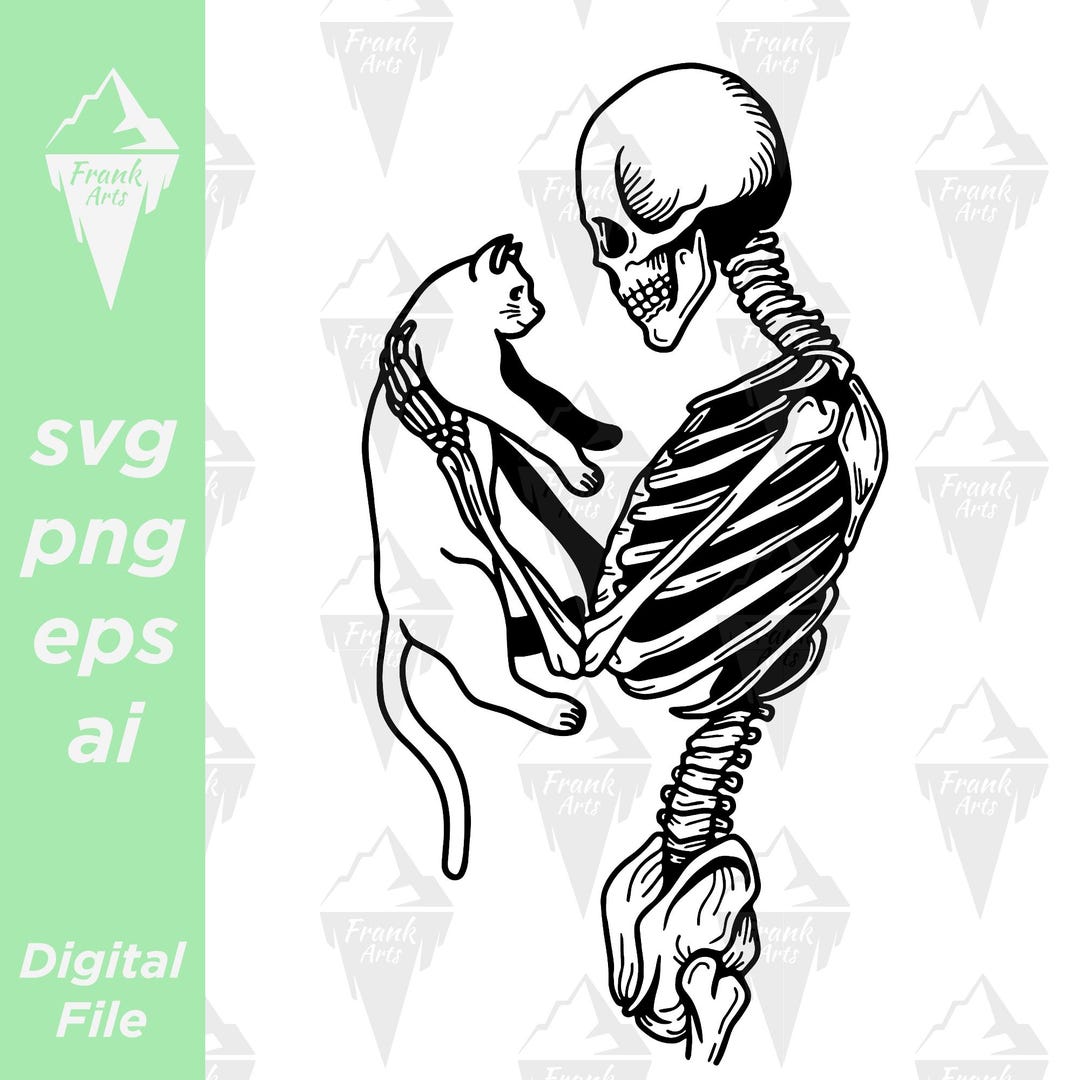 Skeleton Cat Digital Download SVG PNG EPS | Halloween Cat Skeleton ...