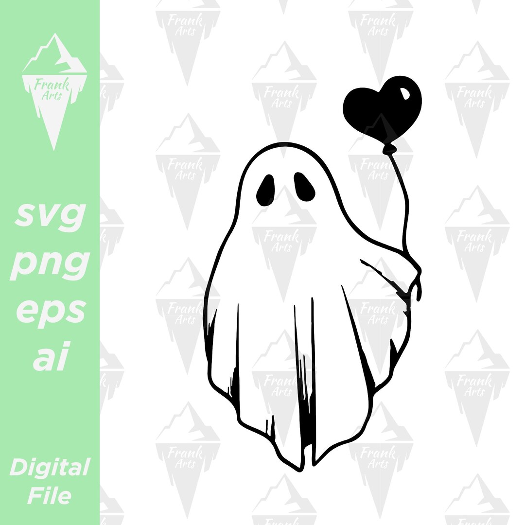 Cute Boo Heart Shaped Balloon Design Halloween Download SVG PNG EPS ...