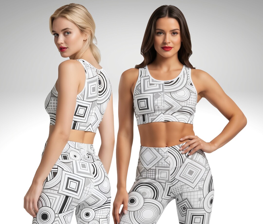 Abstract Pattern Activewear Set for Women, Leggings and Sports Bra ...