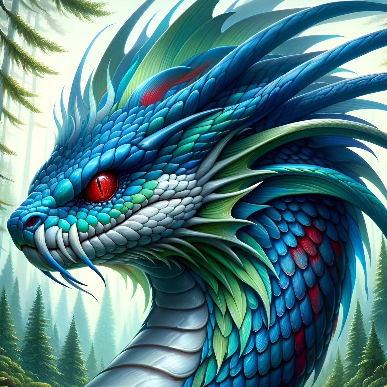 Jigsaw Puzzle forest Guardian. the Blue Serpent Puzzle for Adults. A ...