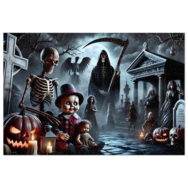 Adult Puzzle ghouls' Gathering Spooky Halloween Scene With Ghosts ...